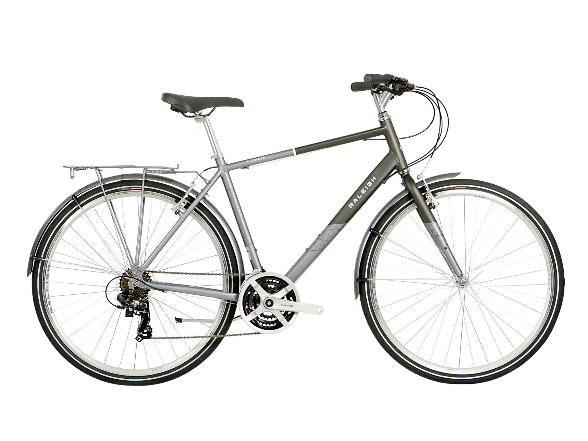 Buy a Raleigh Pioneer Crossbar Traditional Hybrid Bicycle at E-Bikes Direct